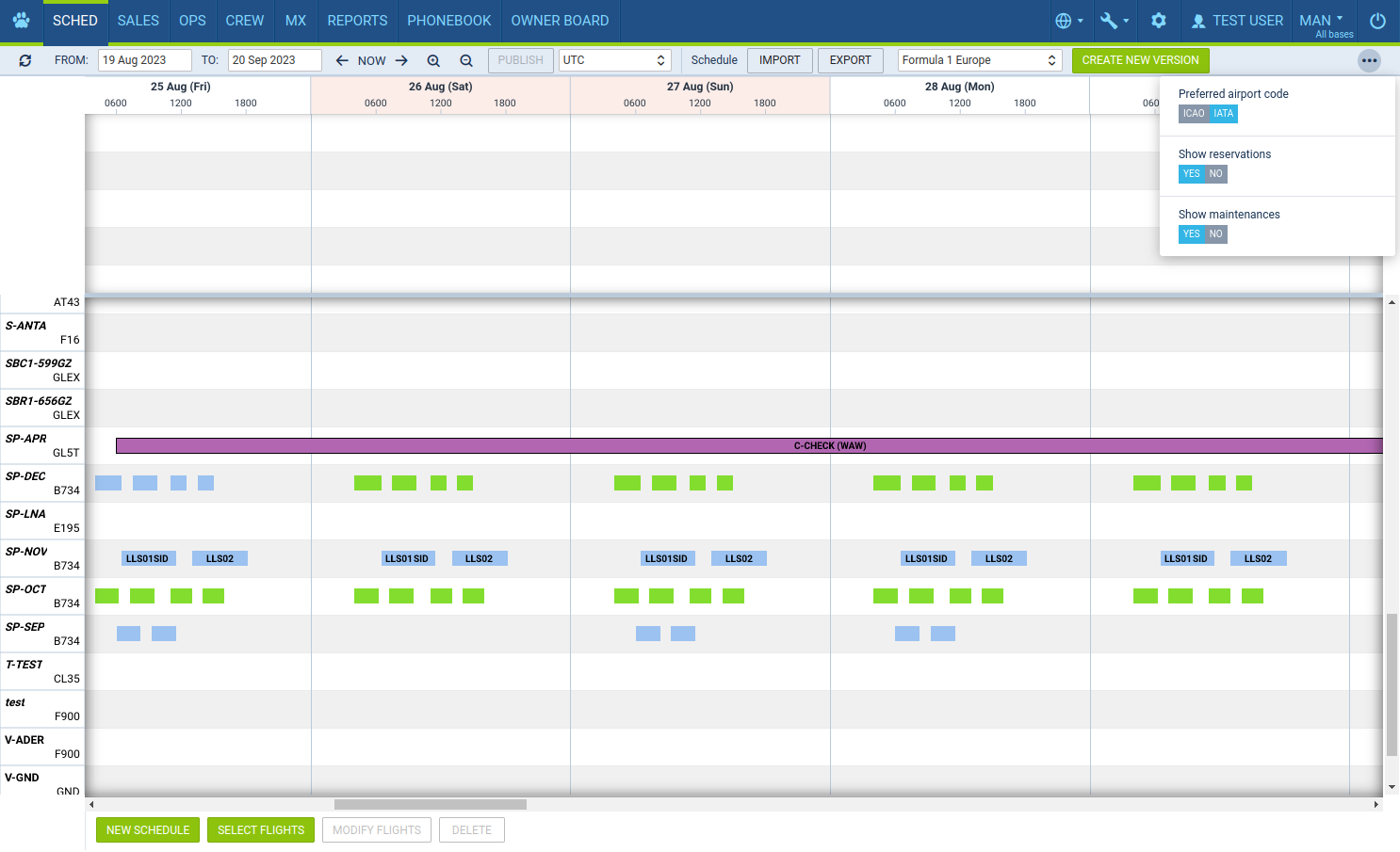 Flight Scheduling Software - Sched module